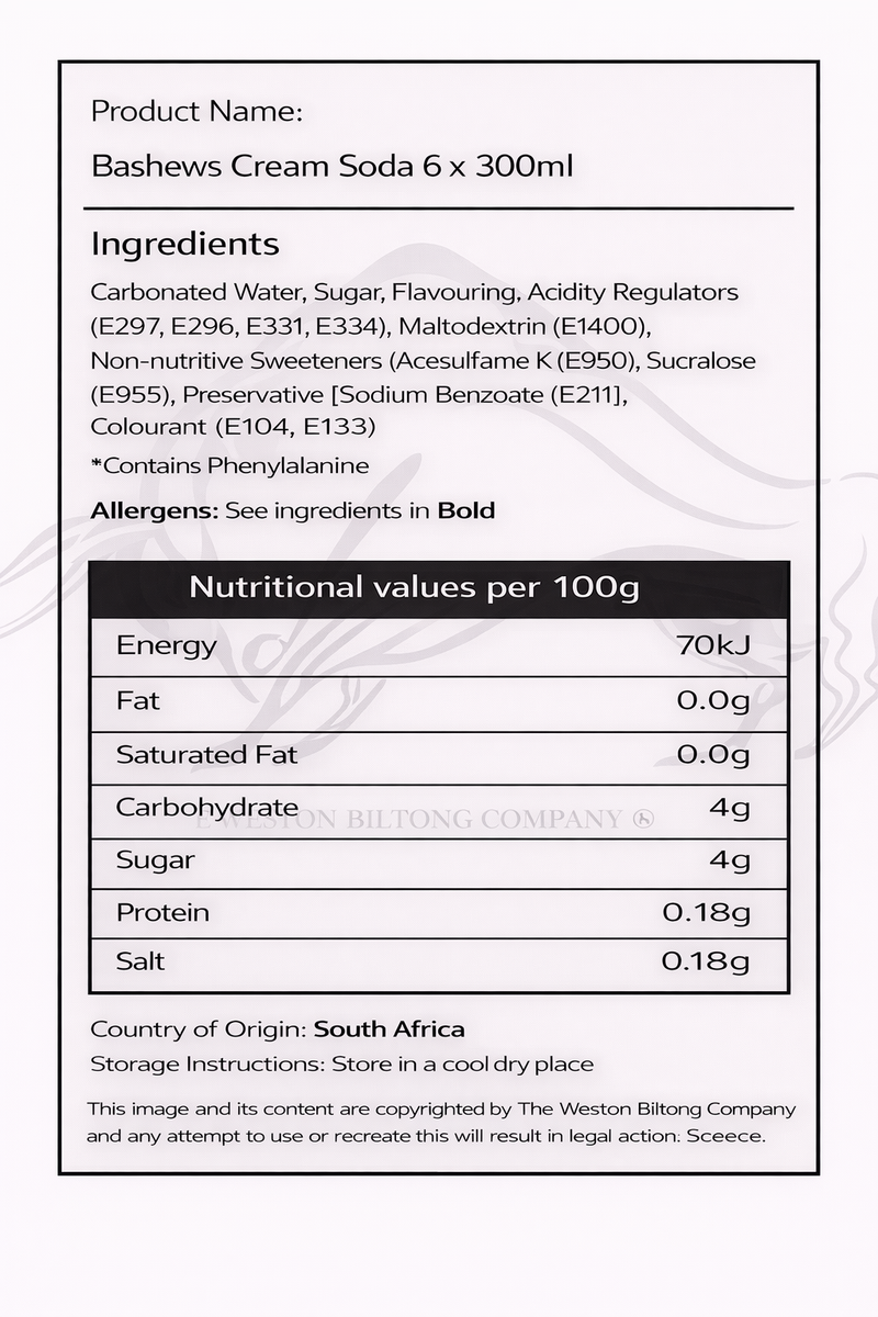 Bashew's Cream Soda 300ml - Premium South African Drink | UK Import ...