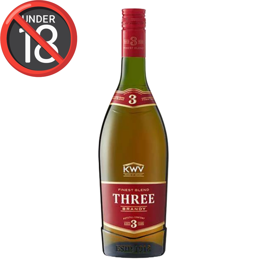 KWV Three Brandy (750ml) – The Weston Biltong Company