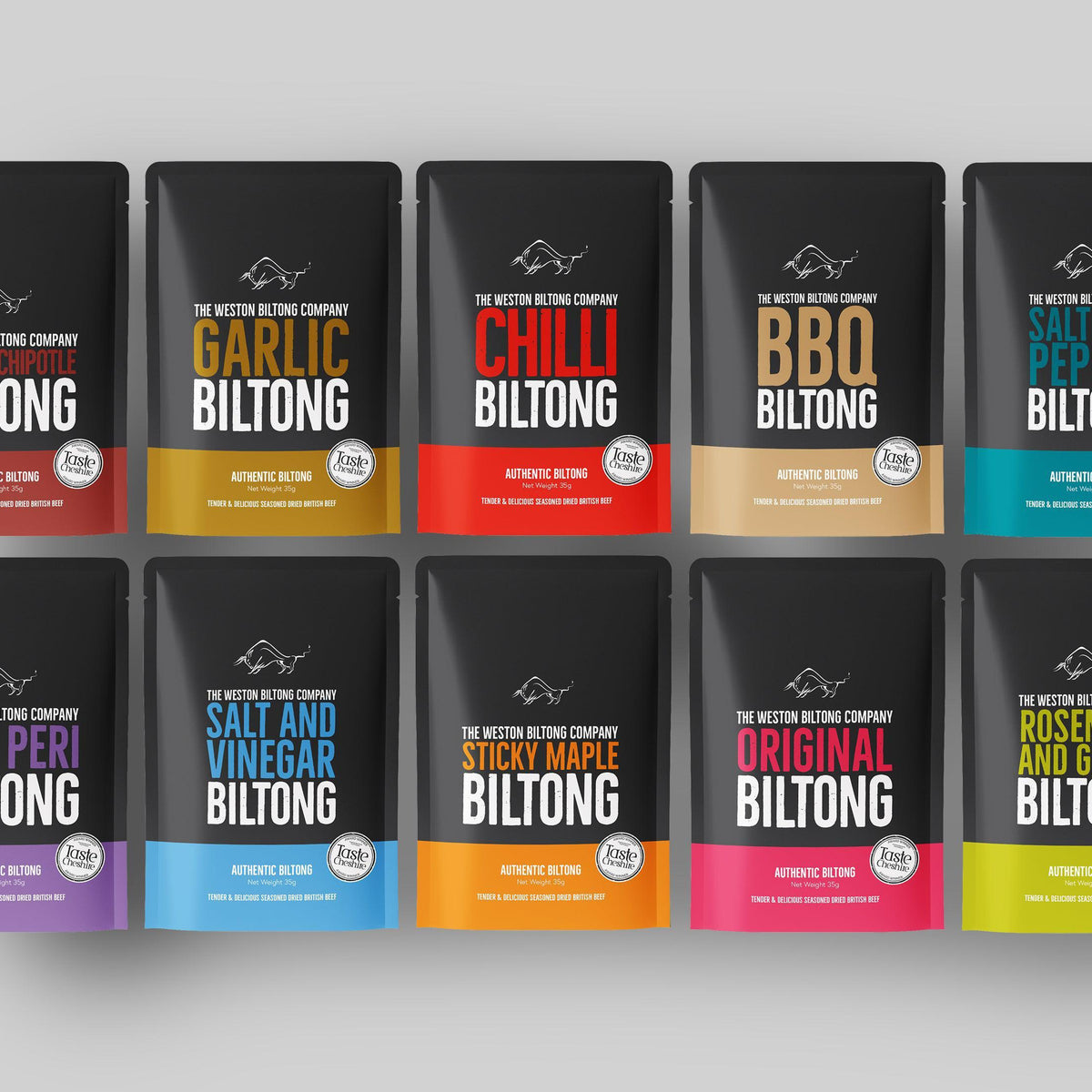 Biltong Mega Box 50 x 50g Packs in 5 Flavours – The Weston Biltong Company